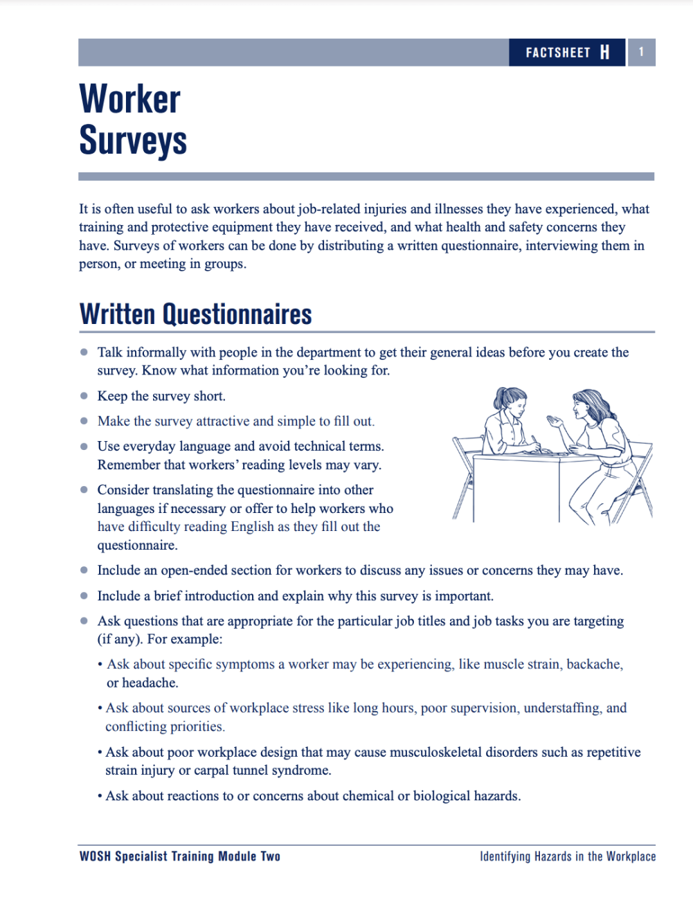 Sample Worker Survey | National Council for Occupational Safety and Health