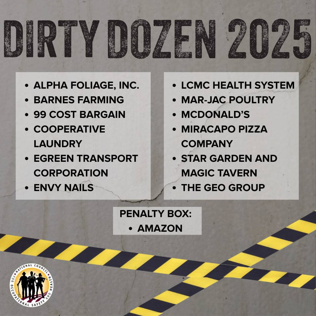 Dirty Dozen 2025 | National Council for Occupational Safety and Health