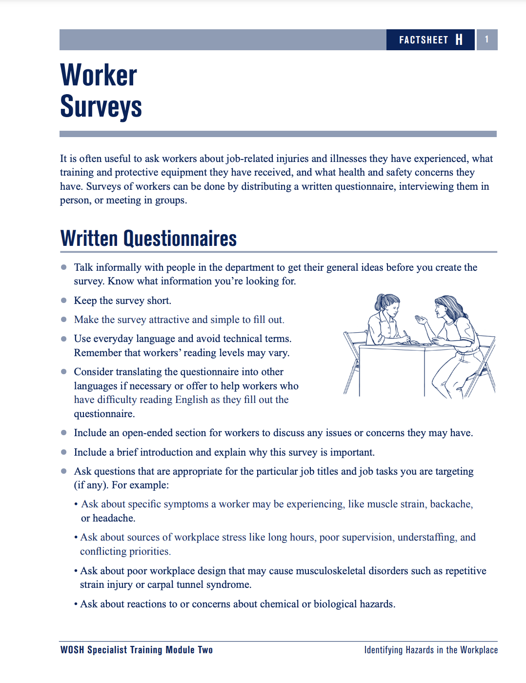 Sample Worker Survey | National Council for Occupational Safety and Health